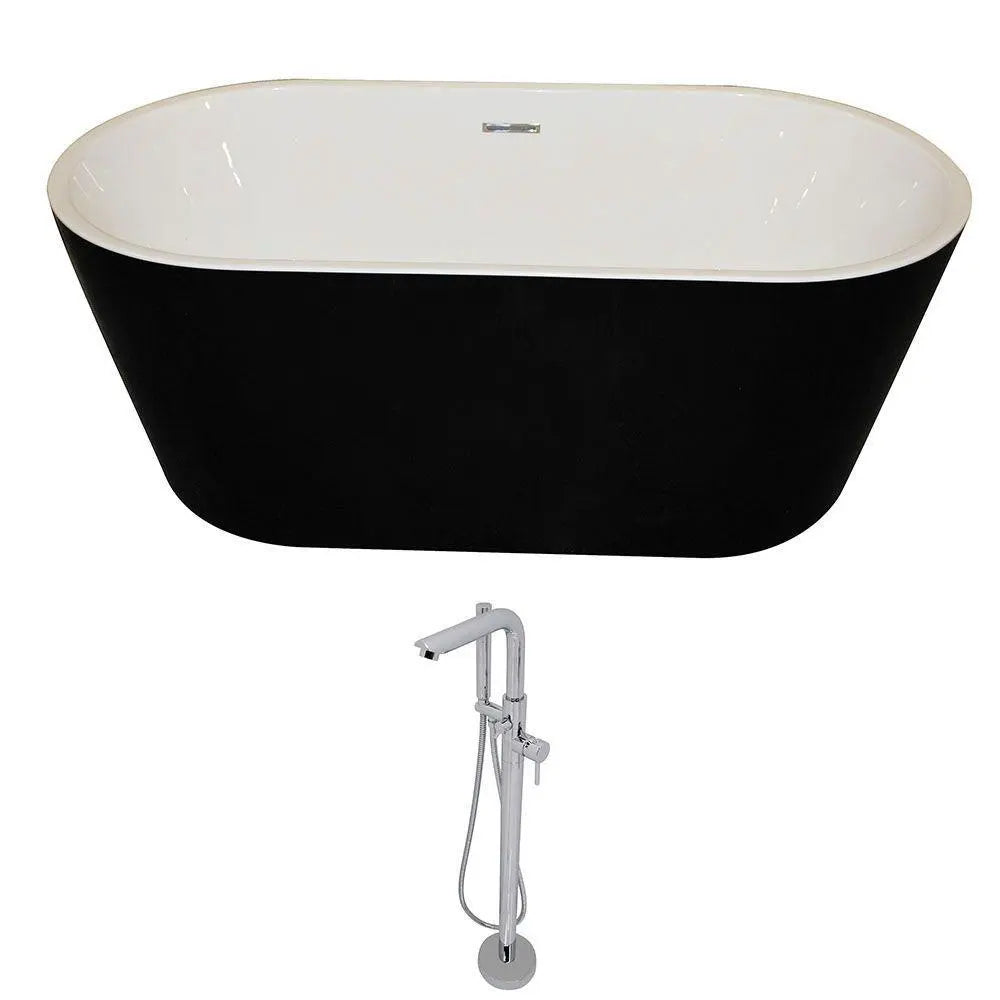 ANZZI Dualita Series Black Soaking Tub with Freestanding Faucet ...