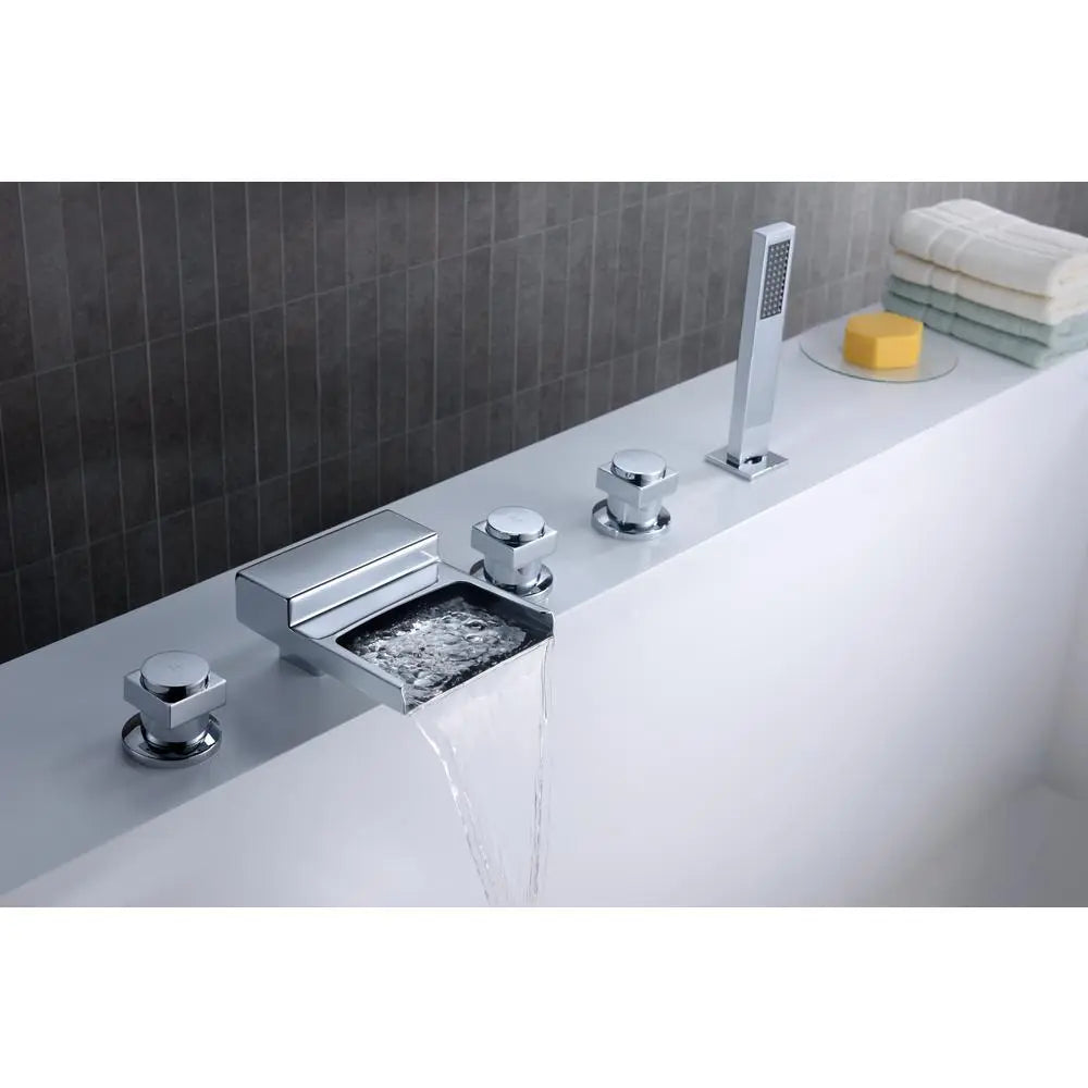 ANZZI Piedra Series FR-AZ042CH 3-Handle Deck-Mount Roman Tub Faucet ...
