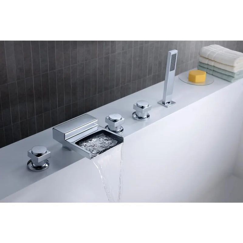ANZZI Piedra Series FR-AZ042CH 3-Handle Deck-Mount Roman Tub Faucet ...