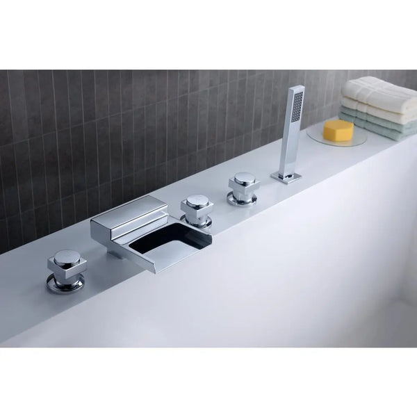 ANZZI Piedra Series FR-AZ042CH 3-Handle Deck-Mount Roman Tub Faucet ...