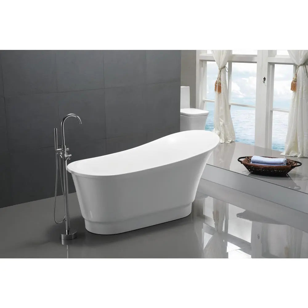 ANZZI Prima Series FT-AZ095 5.58 ft. Freestanding Bathtub in White ...