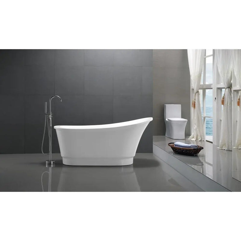 ANZZI Prima Series FT-AZ095 5.58 ft. Freestanding Bathtub in White ...
