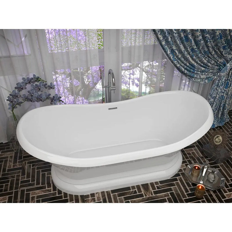 ANZZI Ruby Series FT-AZ113 5.9 ft. White Acrylic Flatbottom Tub with P ...