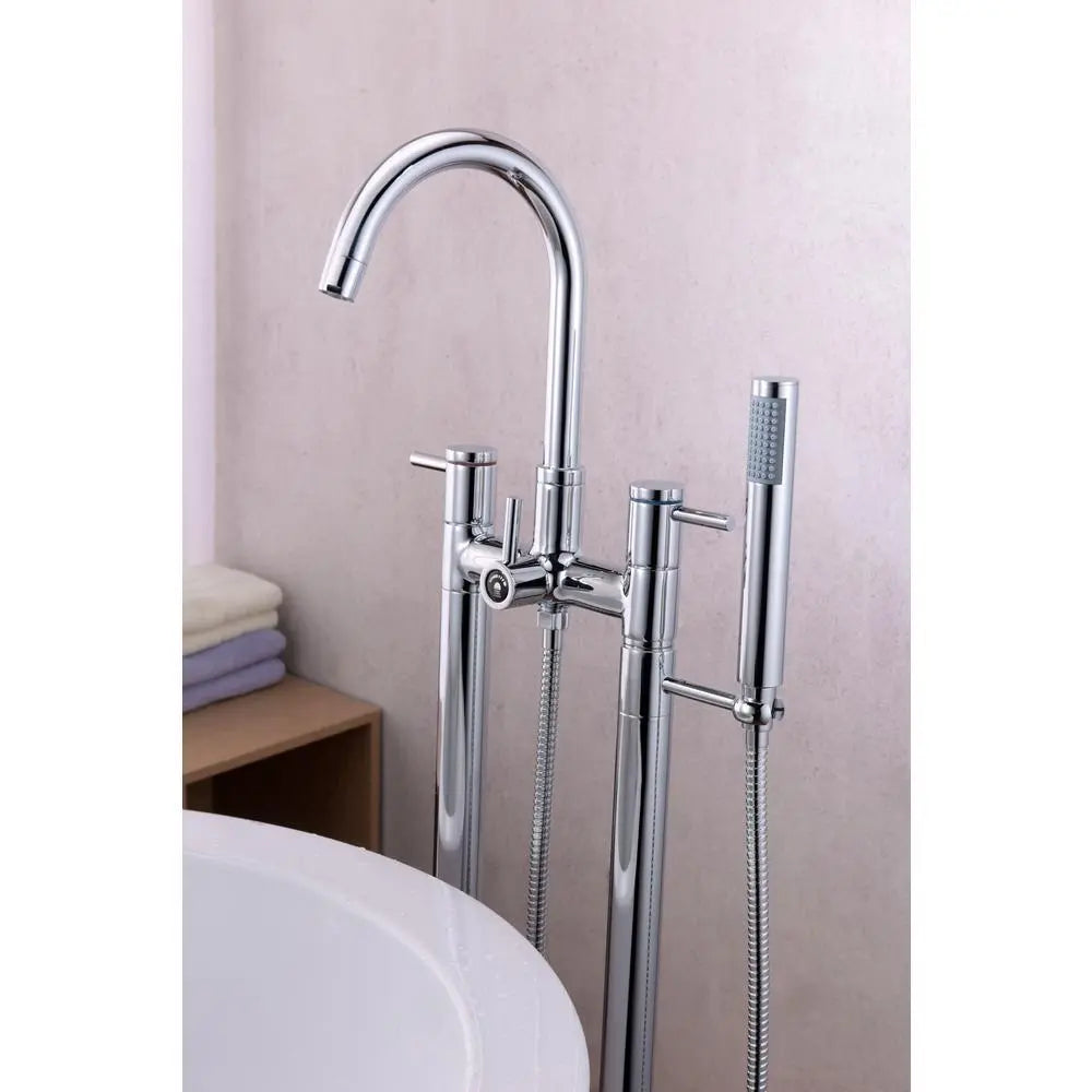 ANZZI Sol Series FS-AZ0027 3-Handle Freestanding Claw Foot Tub Faucet ...