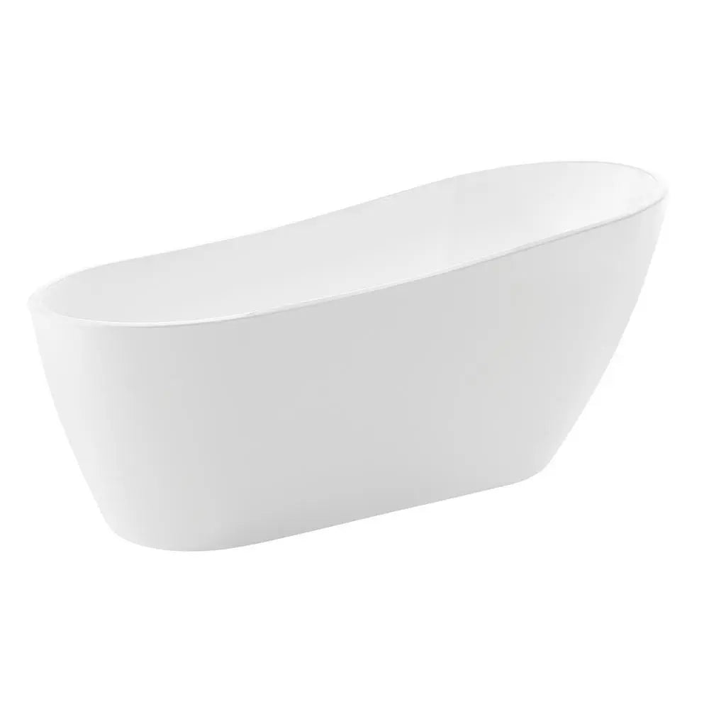 ANZZI Trend Series FT-AZ093 5.58 ft. White Freestanding Tub with Built ...