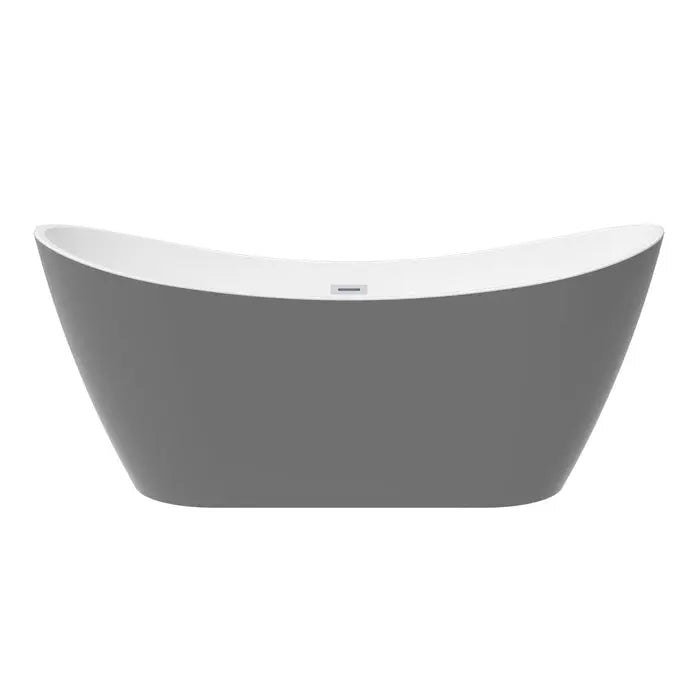 Barclay Nairobi 67" Acrylic Double Slipper Light Gray Freestanding Tub ...