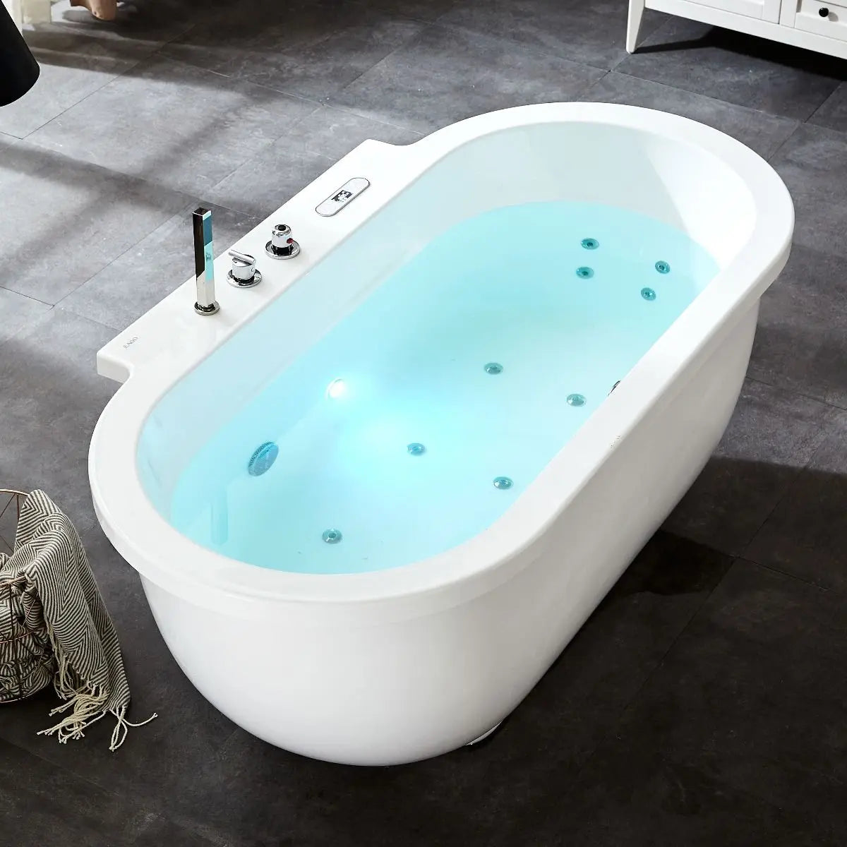 EAGO AM128ETL 6 ft Acrylic White Whirlpool Bathtub With Fixtures ...