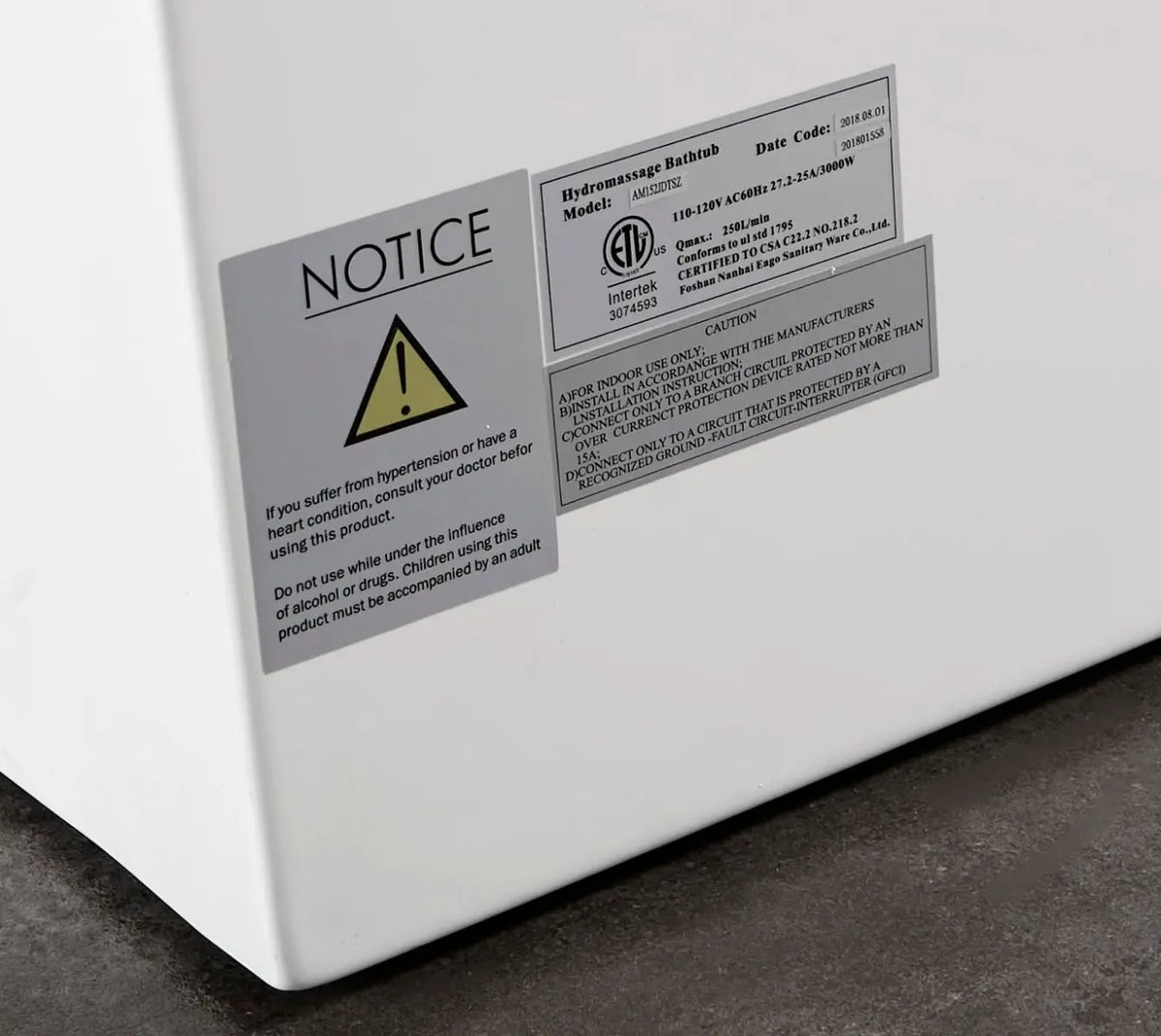 EAGO AM152ETL-5 5 ft Clear Rectangular Acrylic Freestanding Whirlpool ...