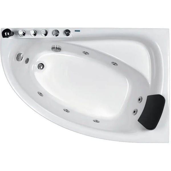 EAGO AM161-L 59" Single Person Corner White Acrylic Whirlpool Bathtub ...
