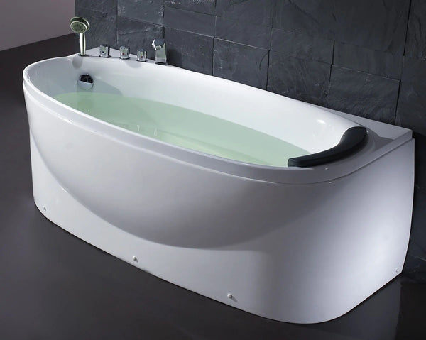EAGO LK1104-L Acrylic White 6' Soaking Tub with Fixtures And Left Drai ...