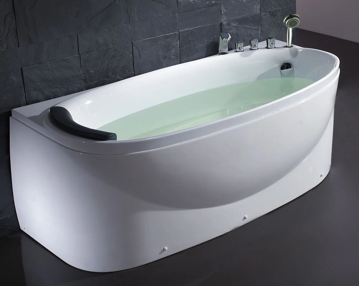 EAGO LK1104-R Acrylic White 6' Soaking Tub with Fixtures And Right Dra ...
